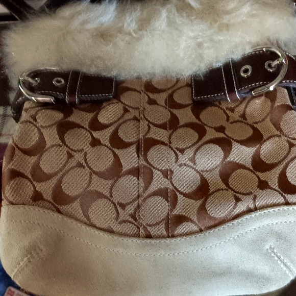 Coach | Bags | Coach Canvas And Faux Fur Little Handle Bag Authentic ...